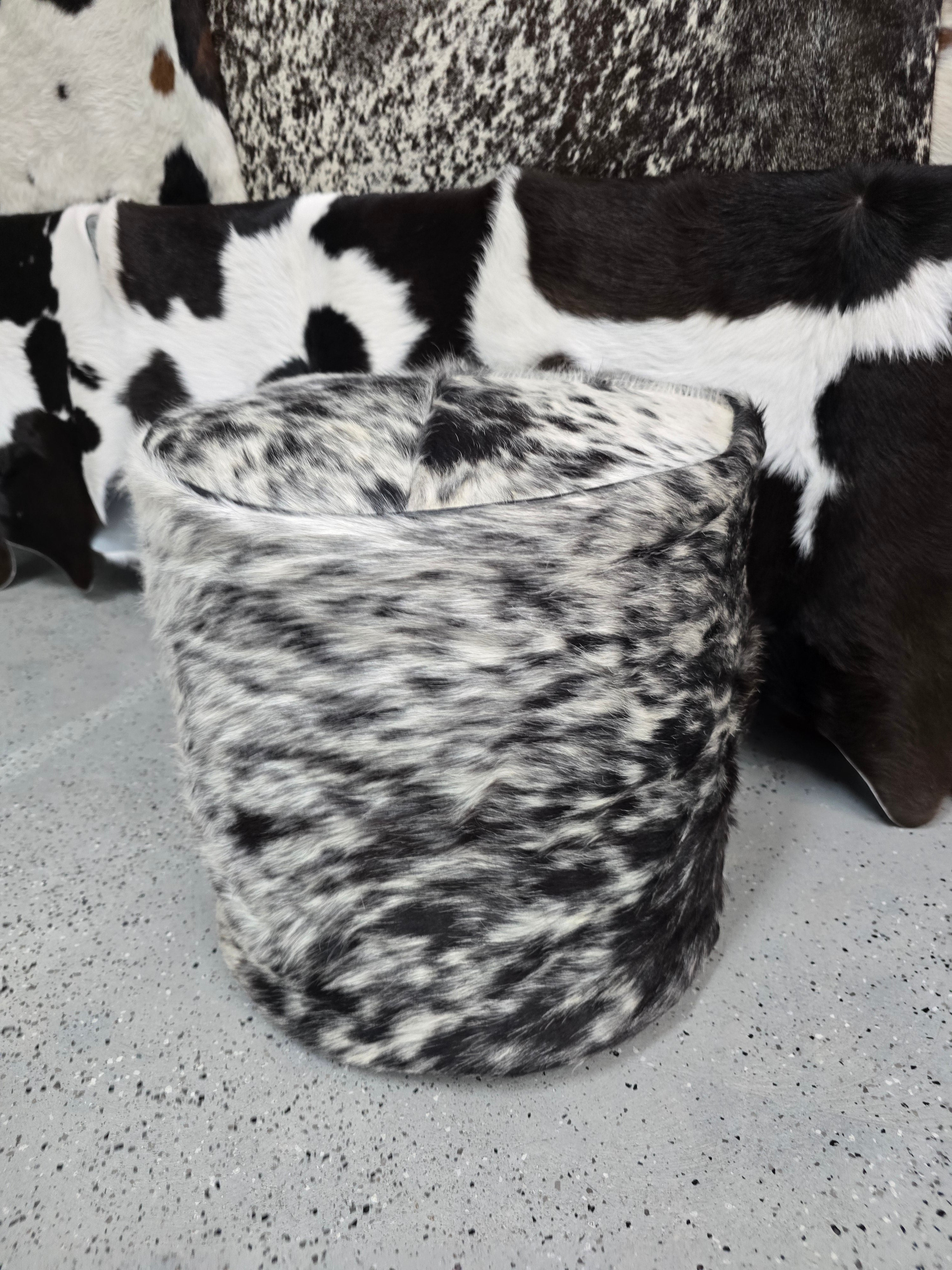 Cowhide Ottoman - Round | SLAB Designs